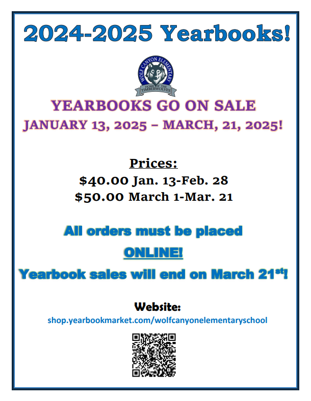 2024/25 Yearbooks On Sale Jan. 13th – Online Only! | Wolf Canyon – Home ...