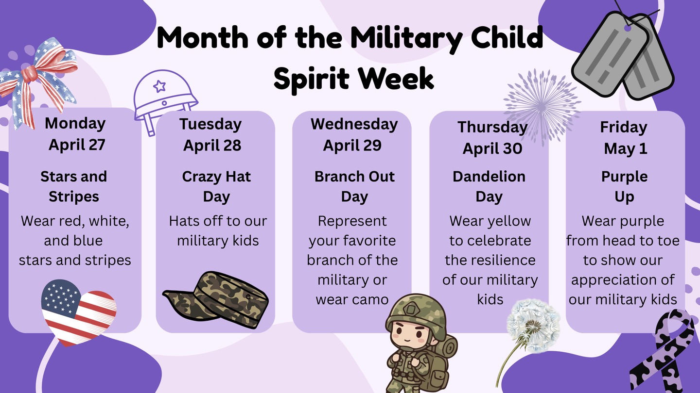 Month of the Military Child- Spirit Week | Wolf Canyon – Home of the ...